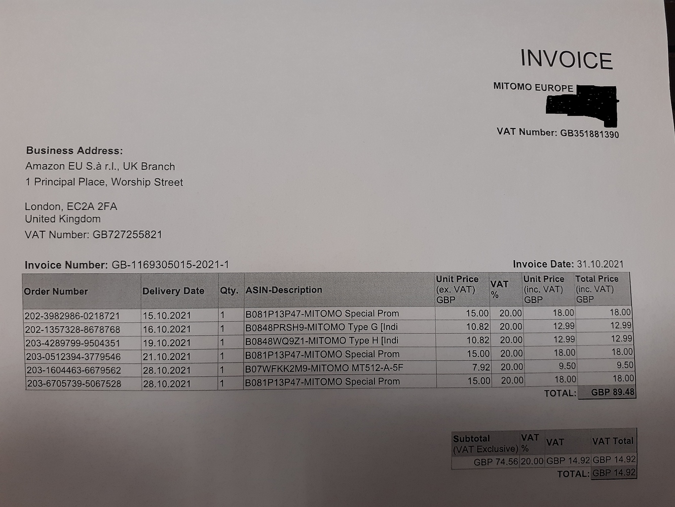 AGL Merchant Self Billing Invoice
