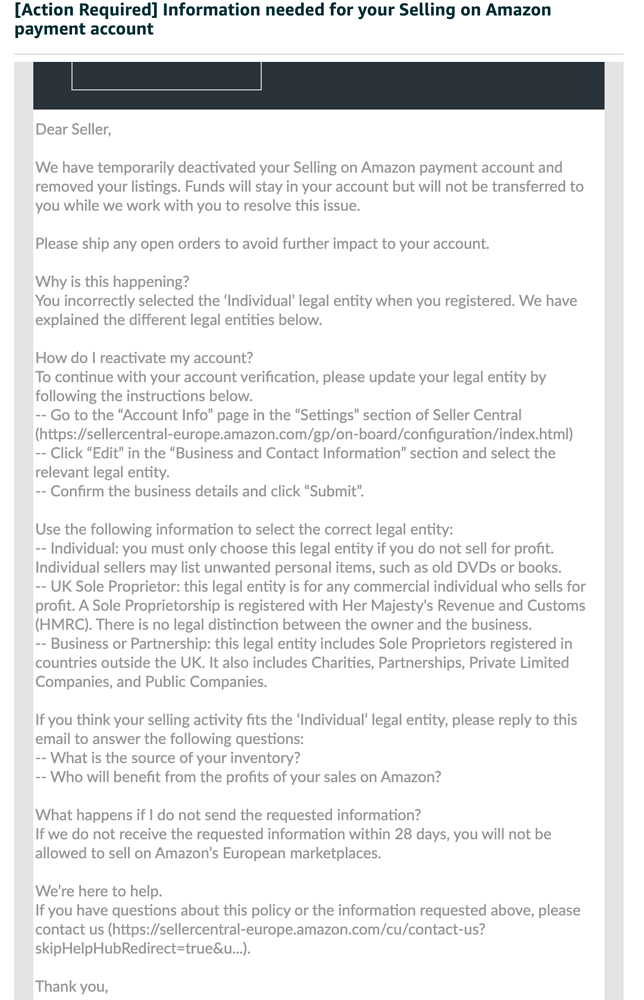 What does individual seller is allowed to sell on Amazon?