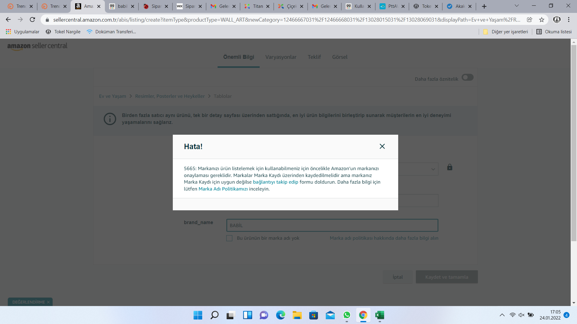 Mağaza da ürün yükleyemiyorum