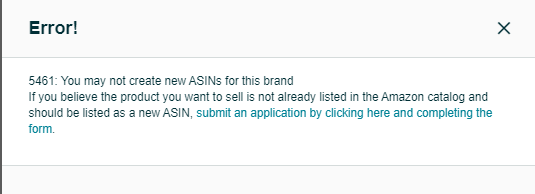 Error code: 5461 (I can't create a new product page)