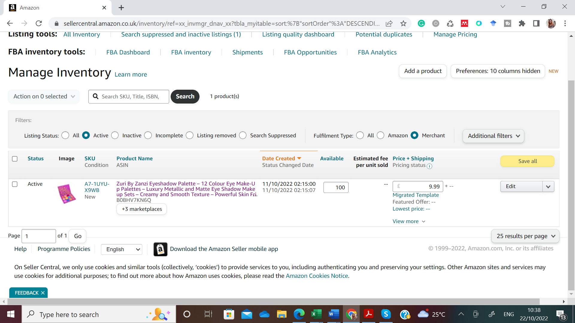 Listing showing as currently unavailable