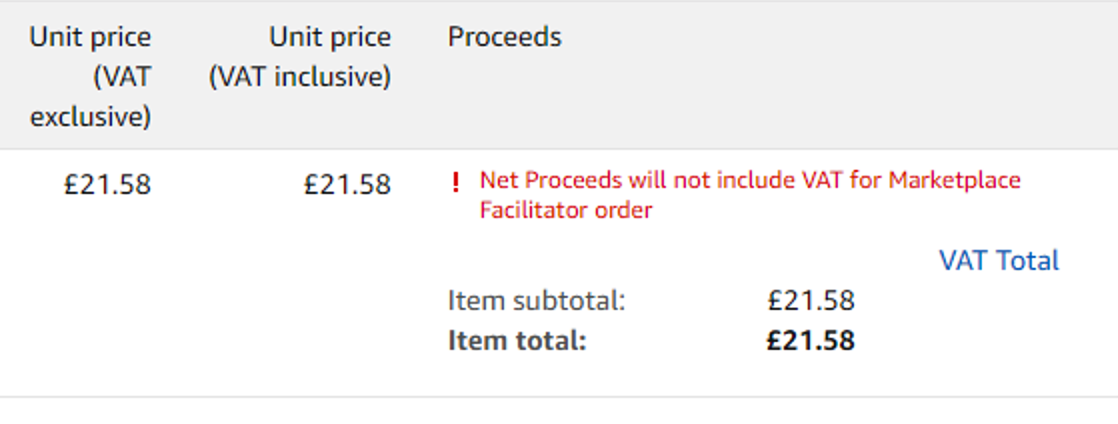 Amazon is not collecting VAT and generate zero rated VAT invoice